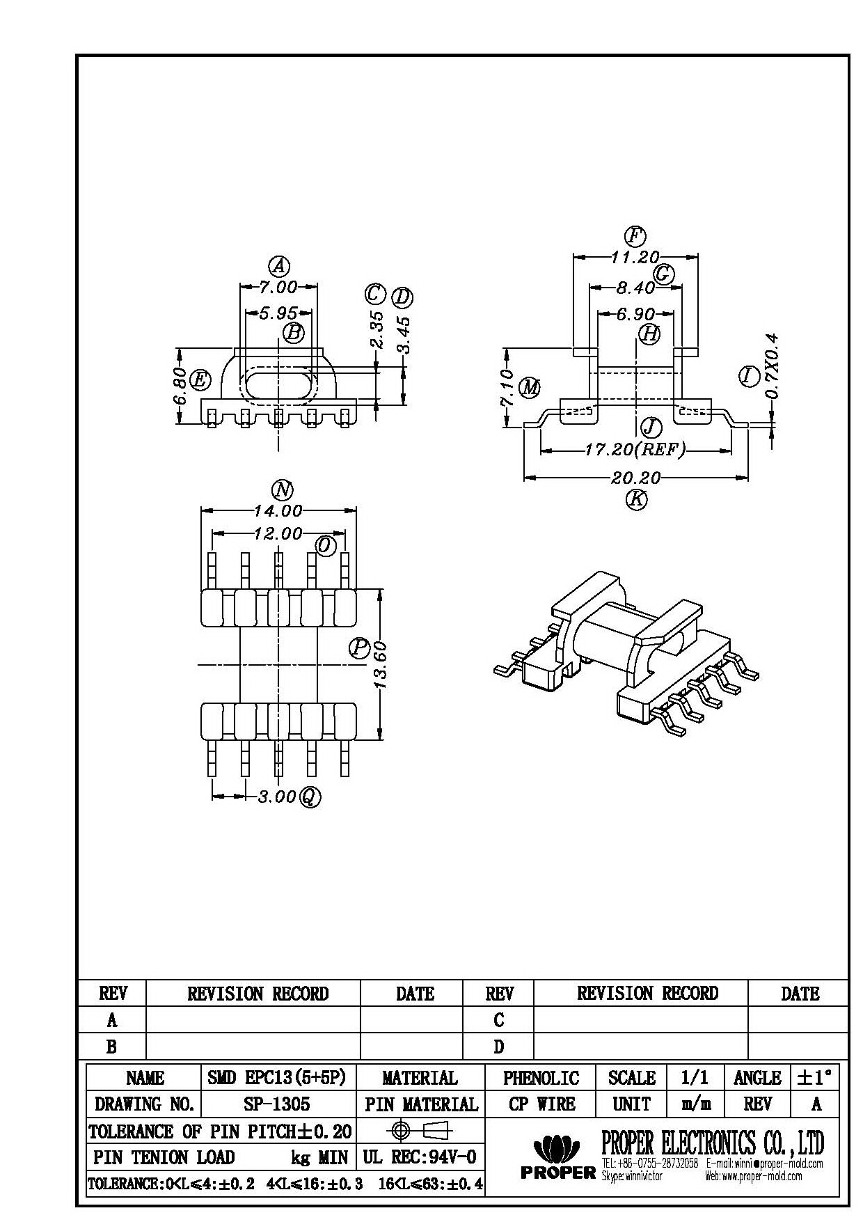 SP-1305(SMD EPC13 5+5P) - Transformer Bobbin,Clamp,Coil Frame,Hardware SMD - Transformer Bobbin ...
