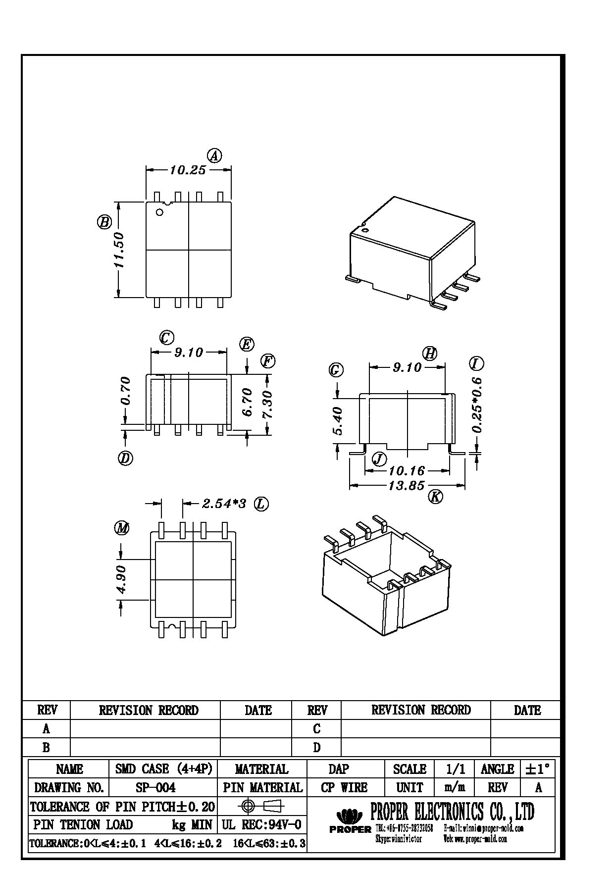 SP-004 SMD CASE (4+4P) - Transformer Bobbin,Clamp,Coil Frame,Hardware ...