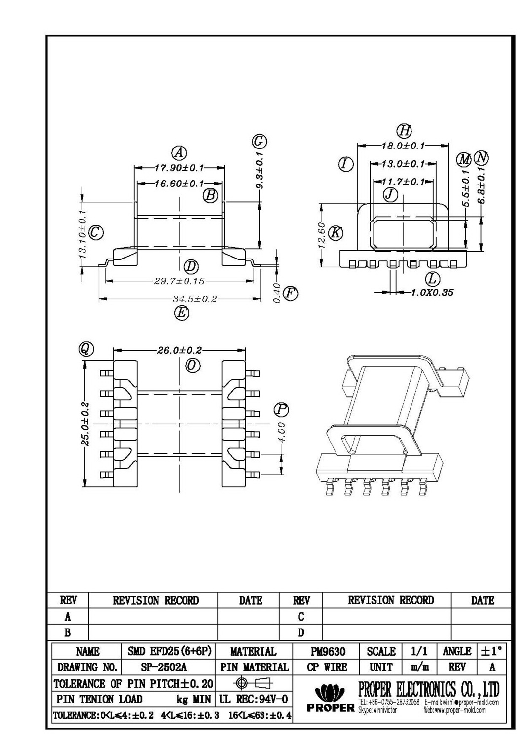 SP-2502(SMD EFD25 6+6P) - Transformer Bobbin,Clamp,Coil Frame,Hardware ...