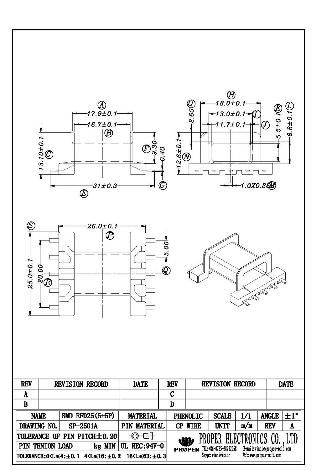SP-2501(SMD EFD25 5+5P) - Transformer Bobbin,Clamp,Coil Frame,Hardware ...