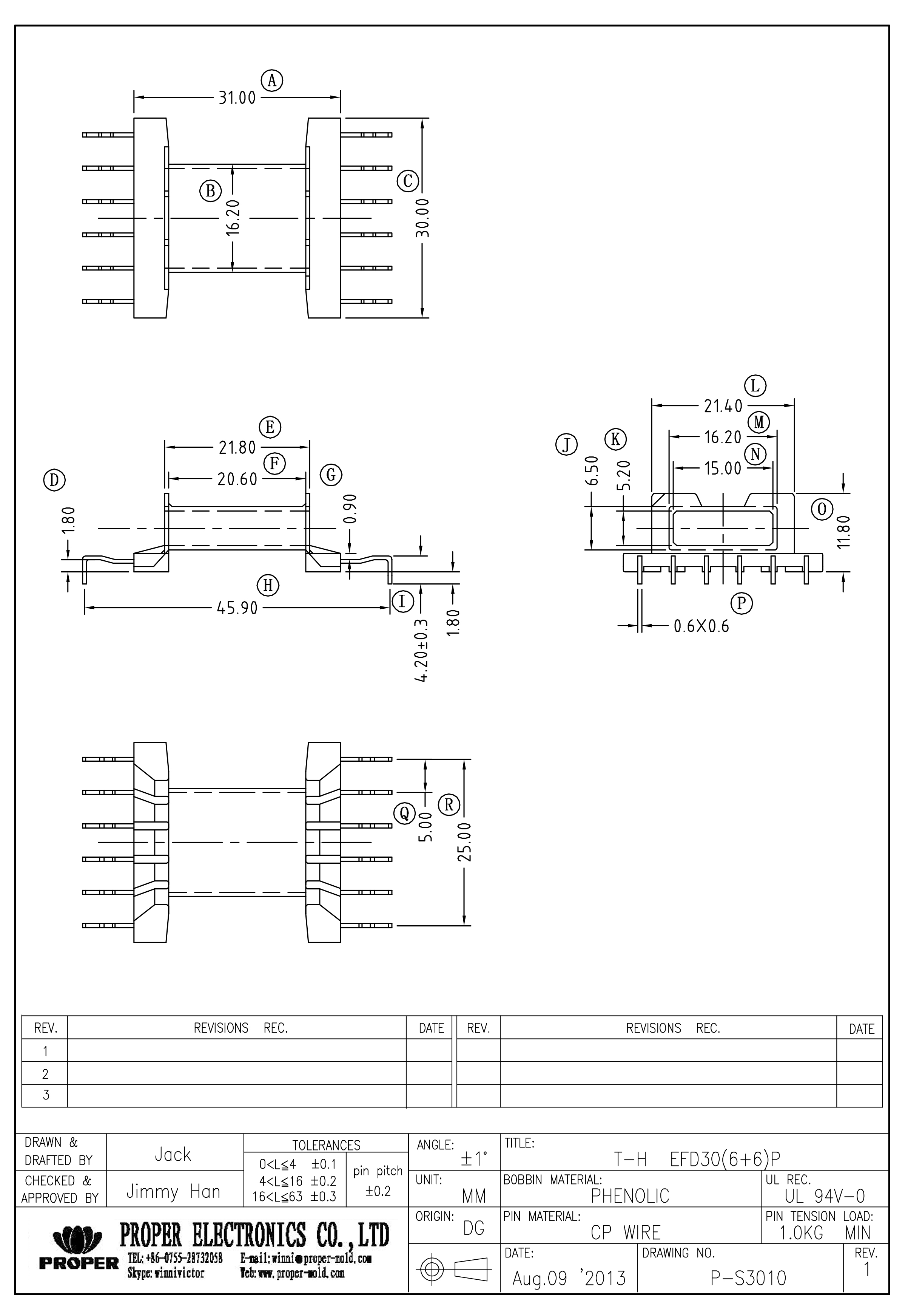 P-S3010 EFD30 (6+6P) - Transformer Bobbin,Clamp,Coil Frame,Hardware SMD ...