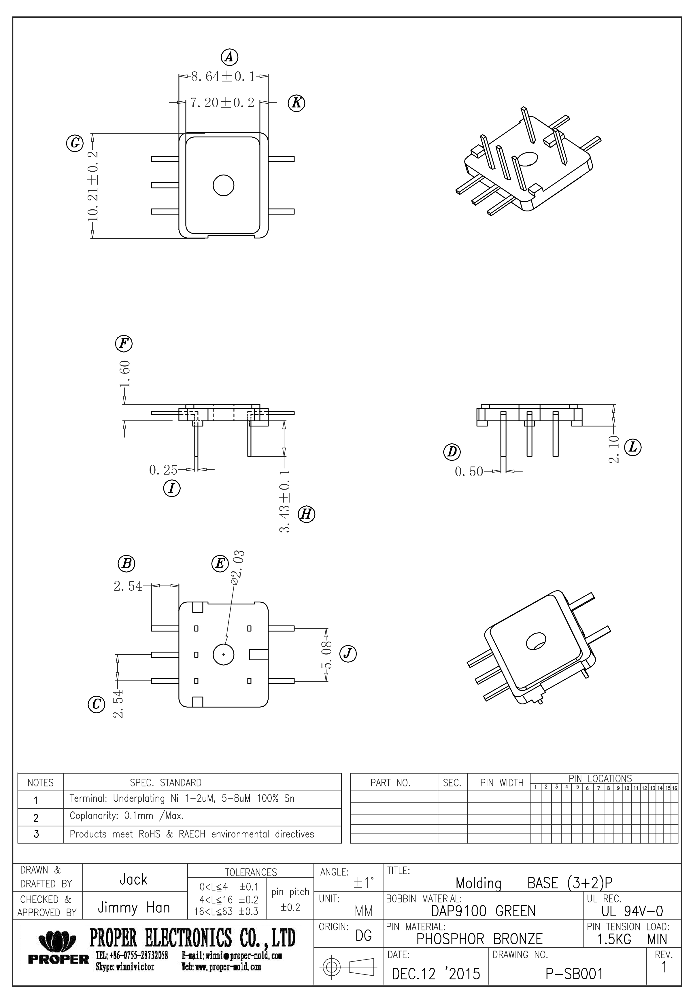 P-SB001 BASE 3+2P - Transformer Bobbin,Clamp,Coil Frame,Hardware SMD ...