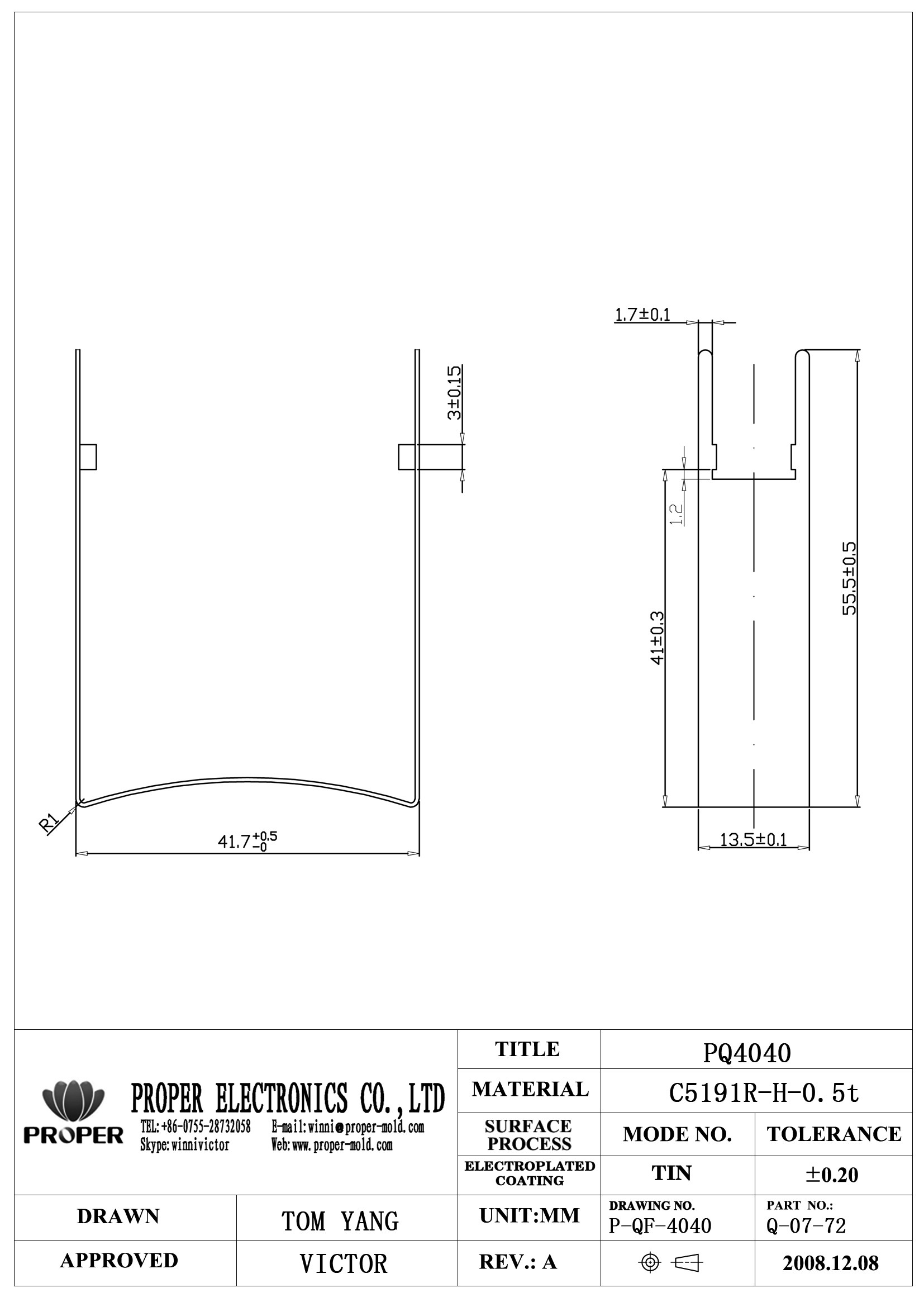 PQ4040 - Transformer Bobbin,Clamp,Coil Frame,Hardware SMD - Transformer ...