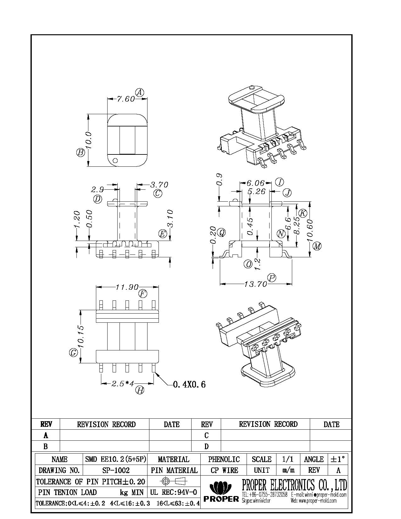 SP-1002(SMD EE10.2 5+5P) - Transformer Bobbin,Clamp,Coil Frame,Hardware ...